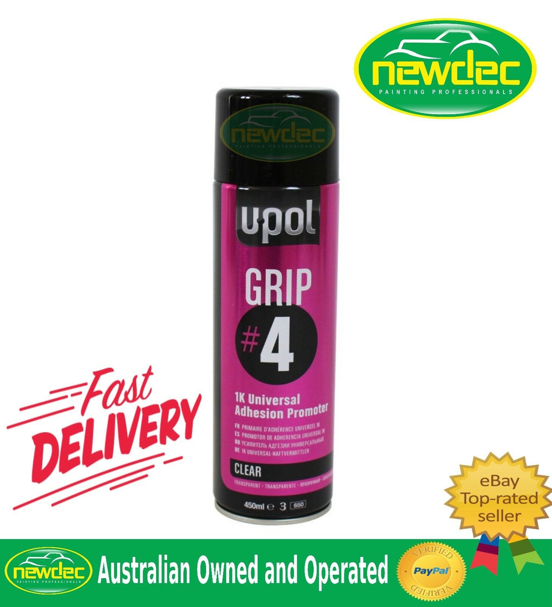 GRIP 4 ADHESION PROMOTER U-POL UNIVERSAL 1K UPOL 450ML AEROSOL CAR BOD ...