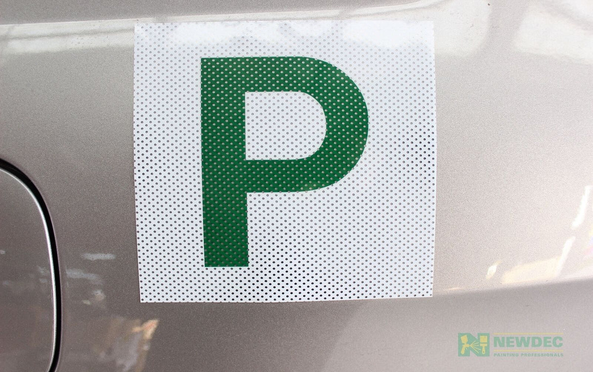 2 x GREEN "P" PLATES PROBATIONARY DRIVER DECAL PAIR CAR AUTO DRIFT NEW ...
