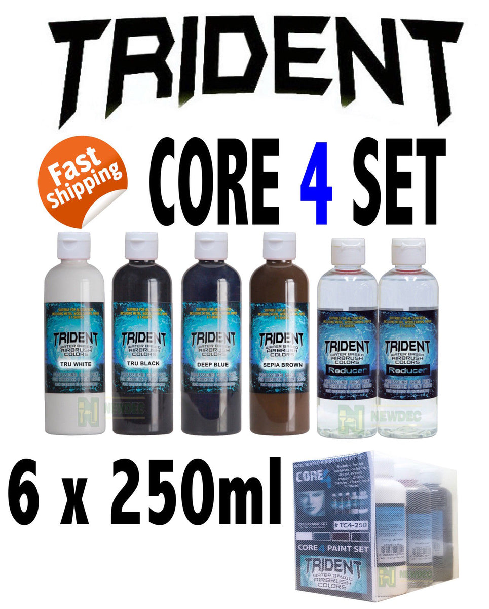 TRIDENT CORE 4 SET 250ML AIRBRUSH PAINT WATER BASED – Newdec